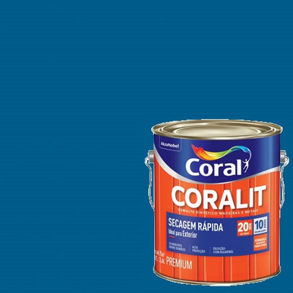 Tinta Esmalte Coralit Secagem Rápida Brilhante Azul Franca 3,6L Coral ...